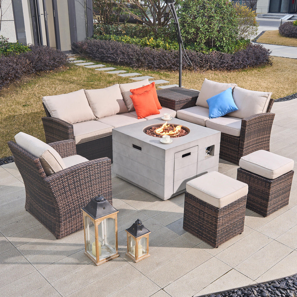 Luxury Outdoor Fire Pit Sofa Set – Perfect for Cozy Gatherings – Direct ...